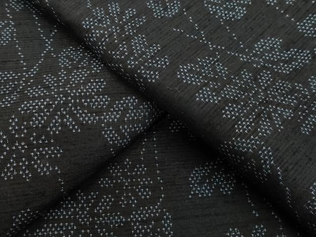 平和屋着物●結城紬　草花文　正絹　逸品　DAAV1473tw