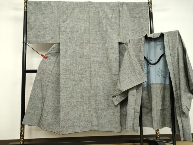 平和屋着物●男性　紬　アンサンブル　霞文　正絹　逸品　DAAV1483tw