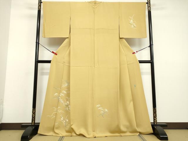 平和屋着物●本加賀友禅作家　金丸修一　訪問着　草花芝松文　正絹　逸品　DAAV1513tw