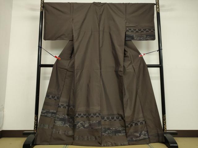 平和屋着物●本場染大島紬　訪問着　風景文　正絹　逸品　DAAV1517tw