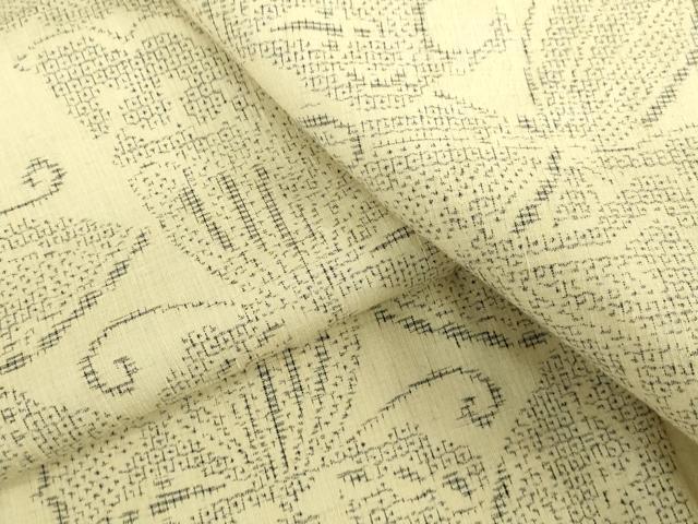 平和屋着物▽結城紬　単衣　80亀甲　舞蝶文　正絹　逸品　DAAV3002du