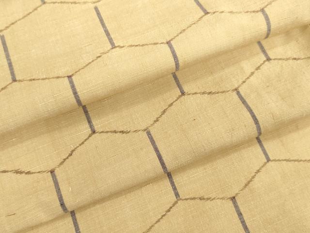 平和屋着物▽上質な紬　単衣　亀甲文　正絹　逸品　DAAV3007du