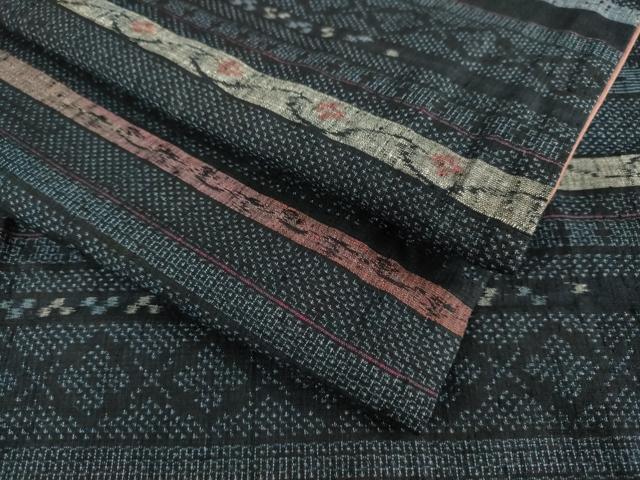 平和屋着物●本場結城紬　100亀甲　横段吉祥文　正絹　逸品　DAAV3083du