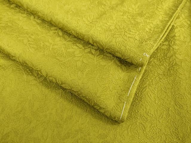 平和屋着物●上質な色無地　南天地紋　オリーブ色　正絹　逸品　DAAV3105du