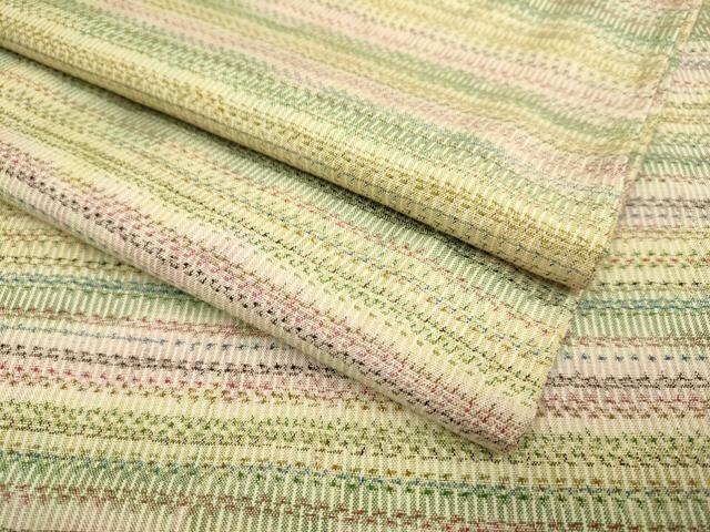 平和屋着物▽上質な紬　単衣　横段文　正絹　逸品　DAAV3117du