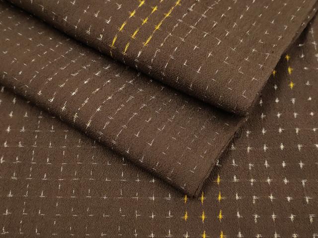 平和屋着物▽本塩沢　単衣　十字絣　正絹　逸品　DAAV3128du