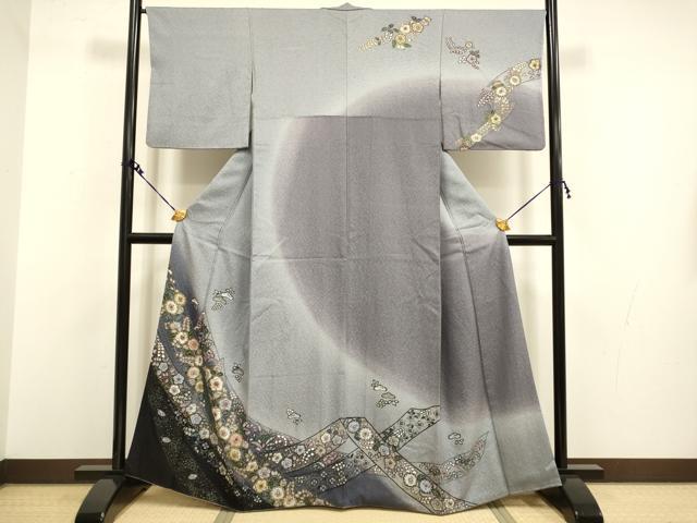 平和屋着物●訪問着　辻が花　暈し染め　金彩　正絹　逸品　DAAV3208du