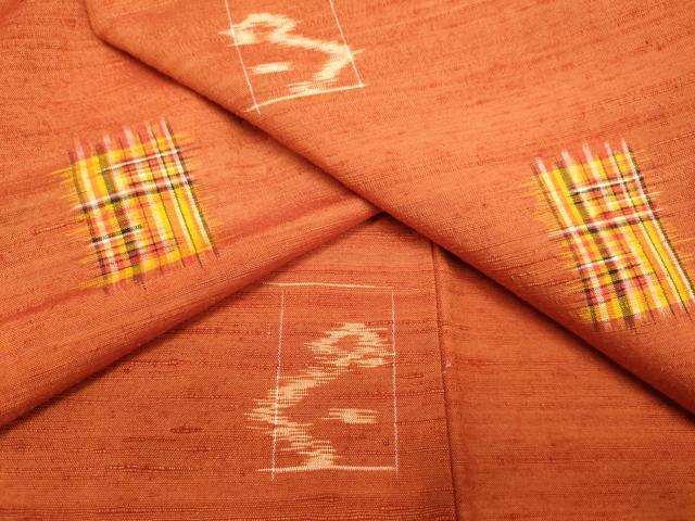 平和屋着物●上質な紬　絣文様　正絹　逸品　DAAV3210du