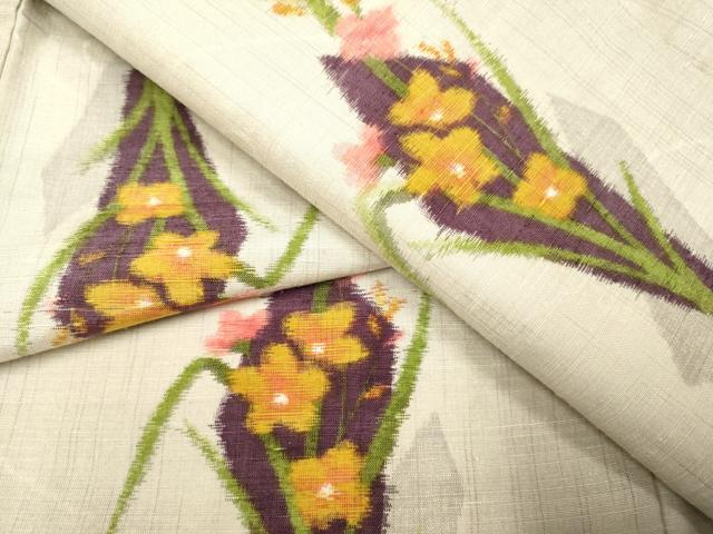 平和屋着物●上質な紬　流水草花文　正絹　逸品　DAAV3216du