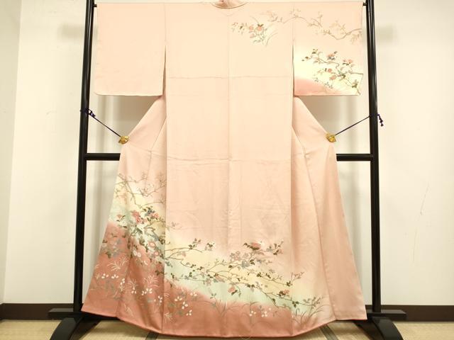 平和屋着物●訪問着　流水枝花文　暈し染め　金銀彩　正絹　逸品　未使用　DAAV3219du