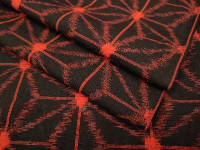 平和屋着物●久留米絣　単衣　麻の葉文様　綿　逸品　DAAV3225du