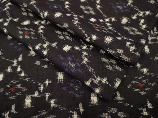 平和屋着物●久留米絣　単衣　格子花文　綿　逸品　DAAV3227du