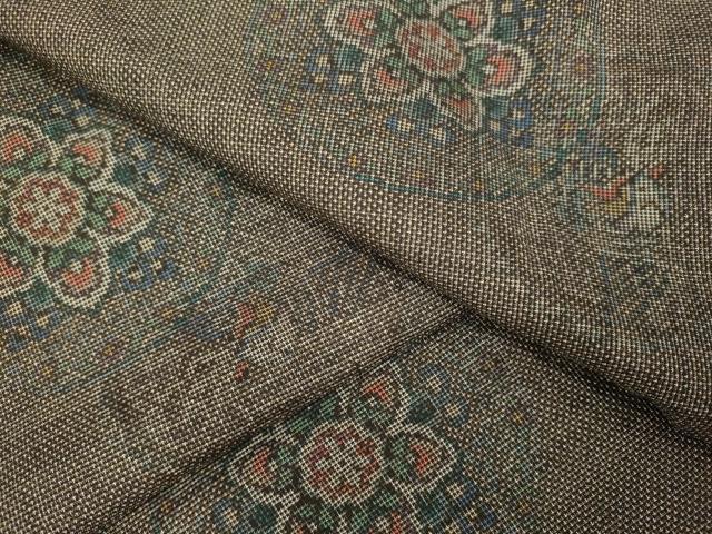 平和屋着物●本場大島紬　9マルキ　正倉院花文　正絹　逸品　DAAV3239du