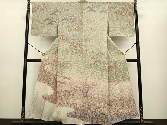 平和屋着物●訪問着　総絞り　吉祥花松文　正絹　逸品　DAAV3264du