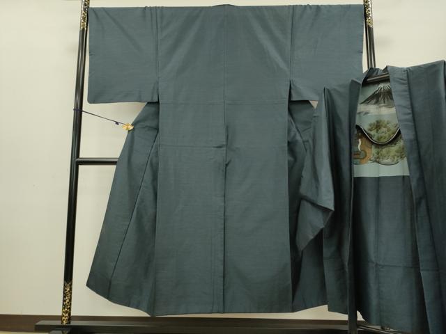 平和屋着物●男性　本場大島紬　アンサンブル　長羽織　格子　正絹　逸品　DAAV3292du