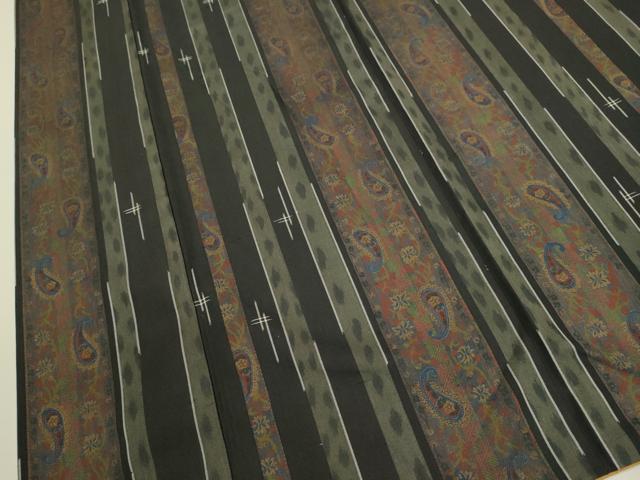 平和屋着物●本場大島紬　花間道　ペイズリー　反端付き　正絹　逸品　DAAV3314du