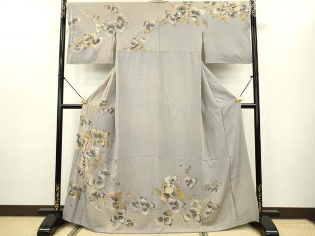 平和屋着物●皇室デザイナー　中村乃武夫　訪問着　箔散らし　蔦の葉花文　葛　金彩　正絹　逸品　DAAV3342du