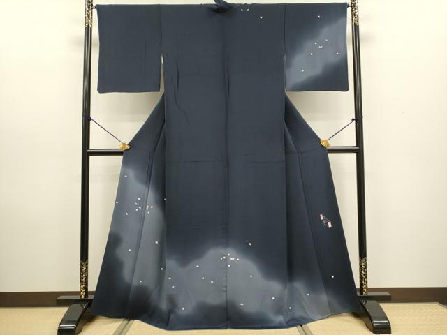 平和屋着物●洛楽人工房　訪問着　舞桜文　暈し染め　鬼しぼ縮緬　正絹　逸品　DAAV3351du