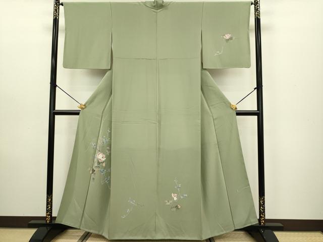 平和屋着物●訪問着　友禅　作家物　枝花文　正絹　逸品　DAAV3364du