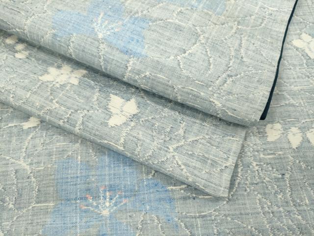 平和屋着物●上質な紬　草花文　正絹　逸品　DAAV3366du