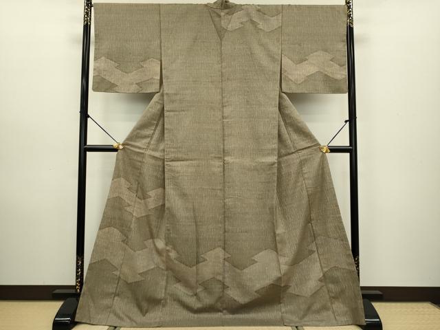 平和屋着物●訪問着　紬地　松皮菱文　正絹　逸品　DAAV3378du