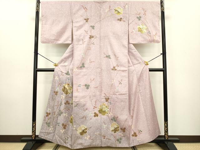 平和屋着物●本場染大島紬　訪問着　絞り　雪輪花文　暈し染め　金銀彩　正絹　逸品　DAAV3383du