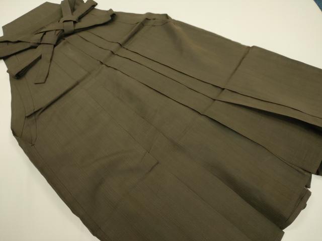 平和屋着物●男性　馬乗り袴　濃い涅色　正絹　逸品　DAAV3399du