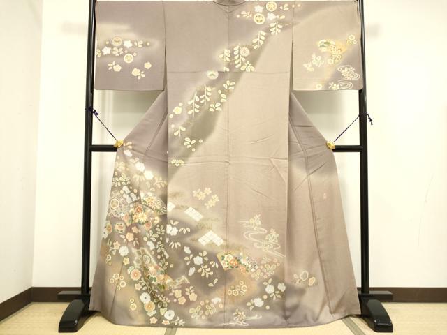 平和屋着物●訪問着　作家物　駒刺繍　地紙吉祥花文　暈し染め　金彩　正絹　逸品　DAAV3472du