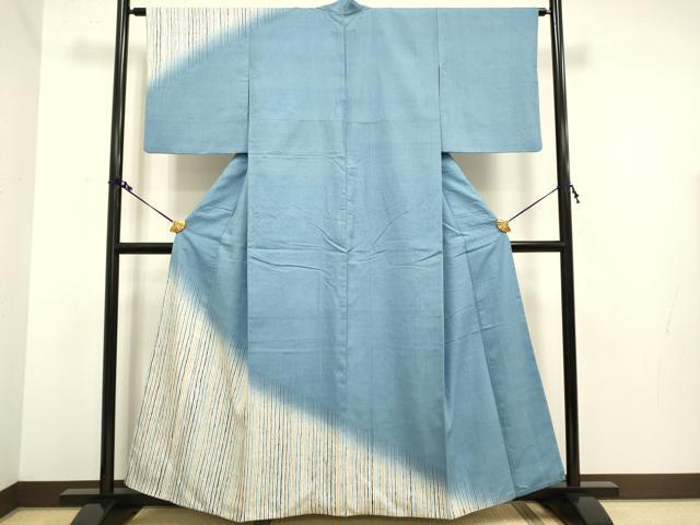 平和屋着物●訪問着　紬地　縞　正絹　逸品　DAAV3474du