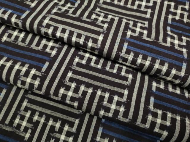 平和屋着物●久留米絣　単衣　秋名バラ柄　綿　逸品　DAAV3490du