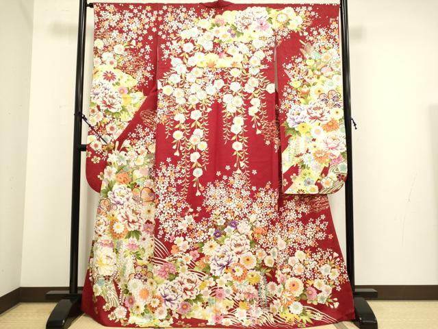 平和屋着物●豪華振袖　刺繍　立波花文　金彩　正絹　逸品　DAAV3492du