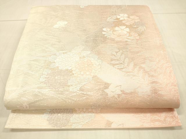 平和屋着物＊夏物 六通柄袋帯 短冊流水花文 金銀糸 正絹