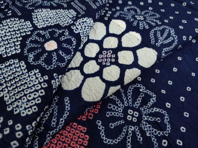 平和屋着物∴夏物　浴衣　有松鳴海絞り　草花文　綿　逸品　DAAV4021ud