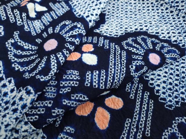 平和屋着物∴夏物　浴衣　有松鳴海絞り　草花文　綿　逸品　DAAV4132ud