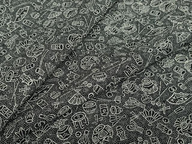 平和屋着物●江戸小紋　宝尽くし文　黒地　正絹　逸品　DAAV4839ud