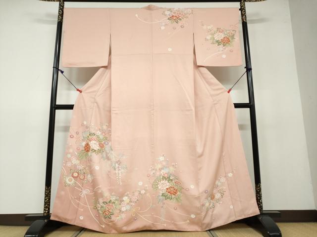 平和屋着物●訪問着　扇面草花文　暈し染め　金彩　正絹　逸品　DAAV4846ud