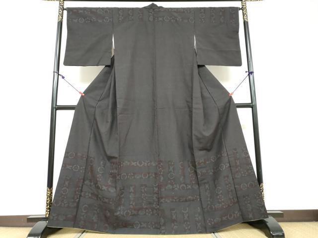 平和屋着物●訪問着　紬地　切嵌草花丸文　さが美扱い　正絹　逸品　DAAV4864ud