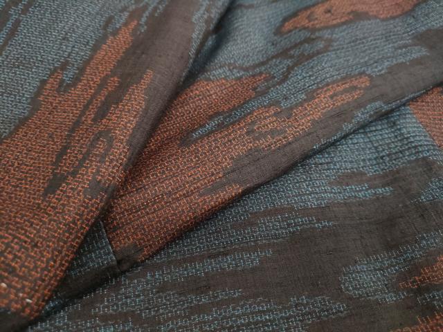 平和屋着物●結城紬　100亀甲　雲霞文　正絹　逸品　DAAV4865ud