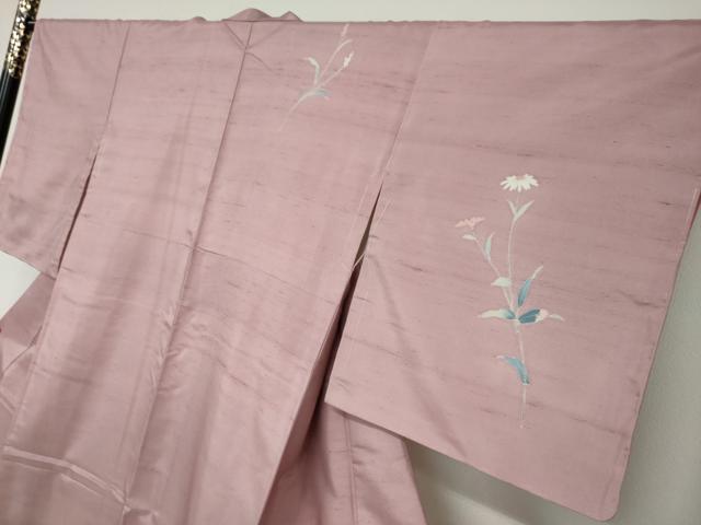 平和屋着物○訪問着 友禅 作家物 白山紬 草花文 大丸扱い 正絹