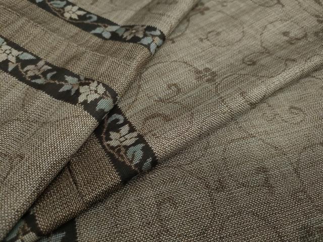 平和屋着物●本場大島紬　9マルキ　花唐草間道　正絹　逸品　DAAV4873ud