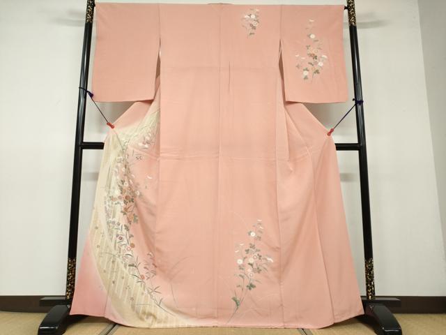 平和屋着物●訪問着　草花文　暈し染め　金彩　正絹　逸品　DAAV4880ud