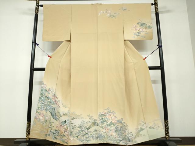 平和屋着物●訪問着　友禅　風景草花文　暈し染め　正絹　逸品　DAAV4895ud