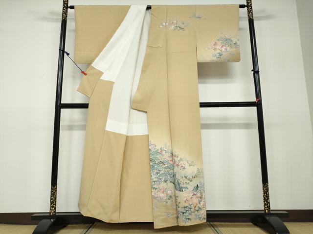 平和屋着物○訪問着 友禅 風景草花文 暈し染め 正絹 逸品 DAAV4895ud