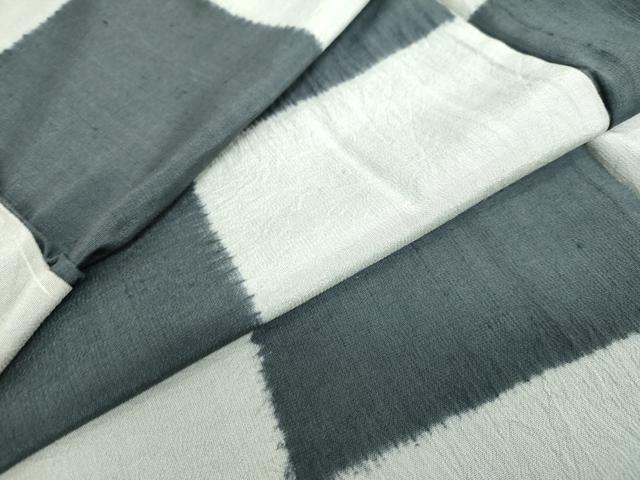 平和屋着物●上質なお召　市松文様　仮絵羽　正絹　逸品　未使用　DAAV4917ud