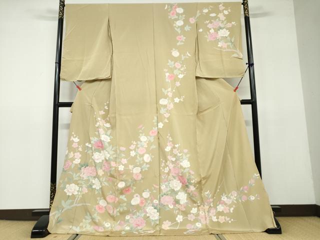 平和屋着物●訪問着　友禅　草花文　仮絵羽　正絹　逸品　未使用　DAAV4919ud