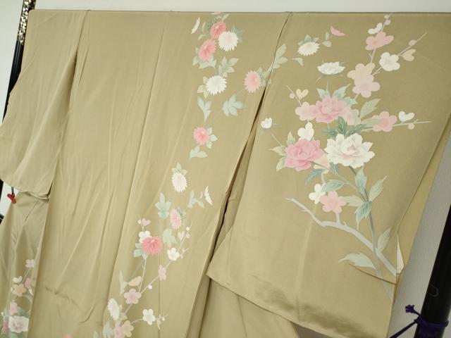 平和屋着物○訪問着 友禅 草花文 仮絵羽 正絹 逸品 未使用