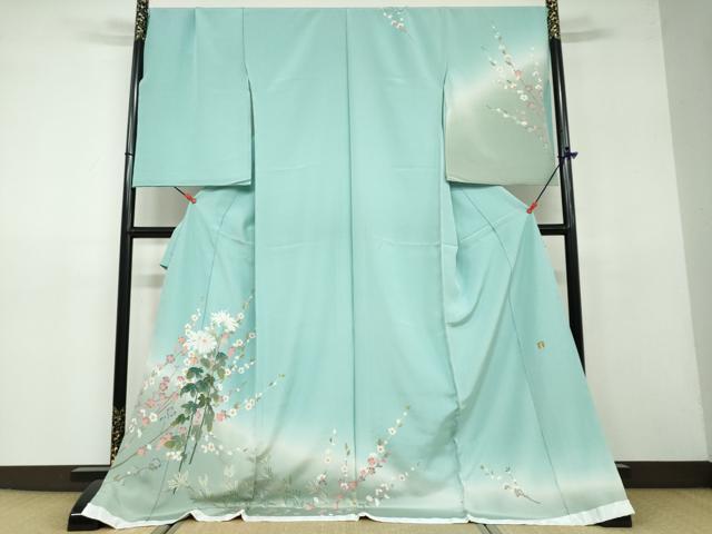 平和屋着物●訪問着　友禅　作家物　草花文　暈し染め　仮絵羽　正絹　逸品　未使用　DAAV4920ud