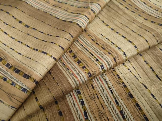 平和屋着物●上質な紬　杢目絞り　変わり縞　正絹　逸品　DAAV4935ud