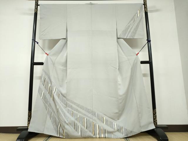 平和屋着物●訪問着　変わり縞　金銀彩　正絹　逸品　DAAV4936ud