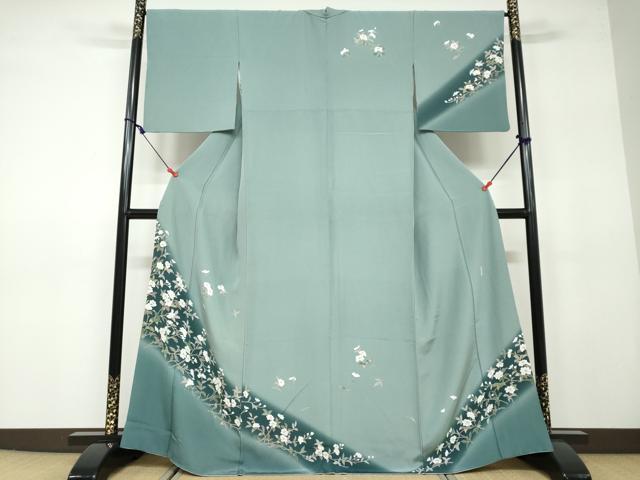 平和屋着物●訪問着　友禅　作家物　枝花文　暈し染め　正絹　逸品　DAAV4988ud